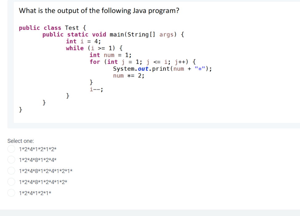 Solved What is the output of the following Java program? | Chegg.com