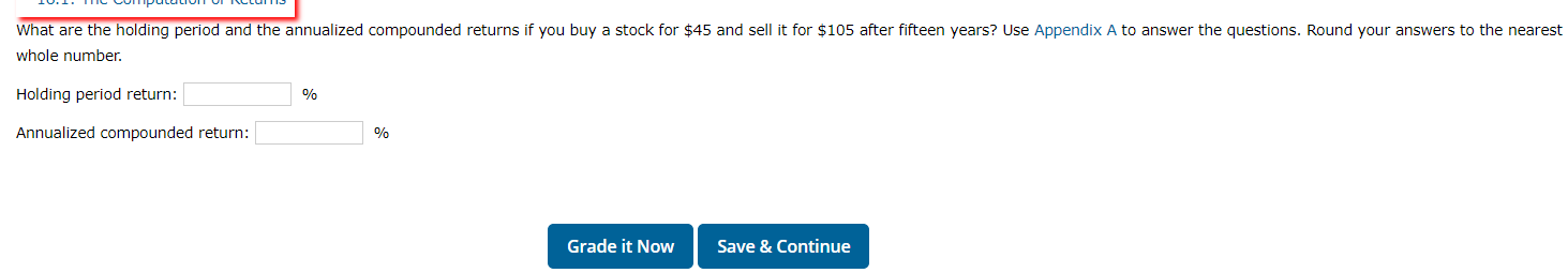 Solved whole number. Holding period return: % Annualized | Chegg.com