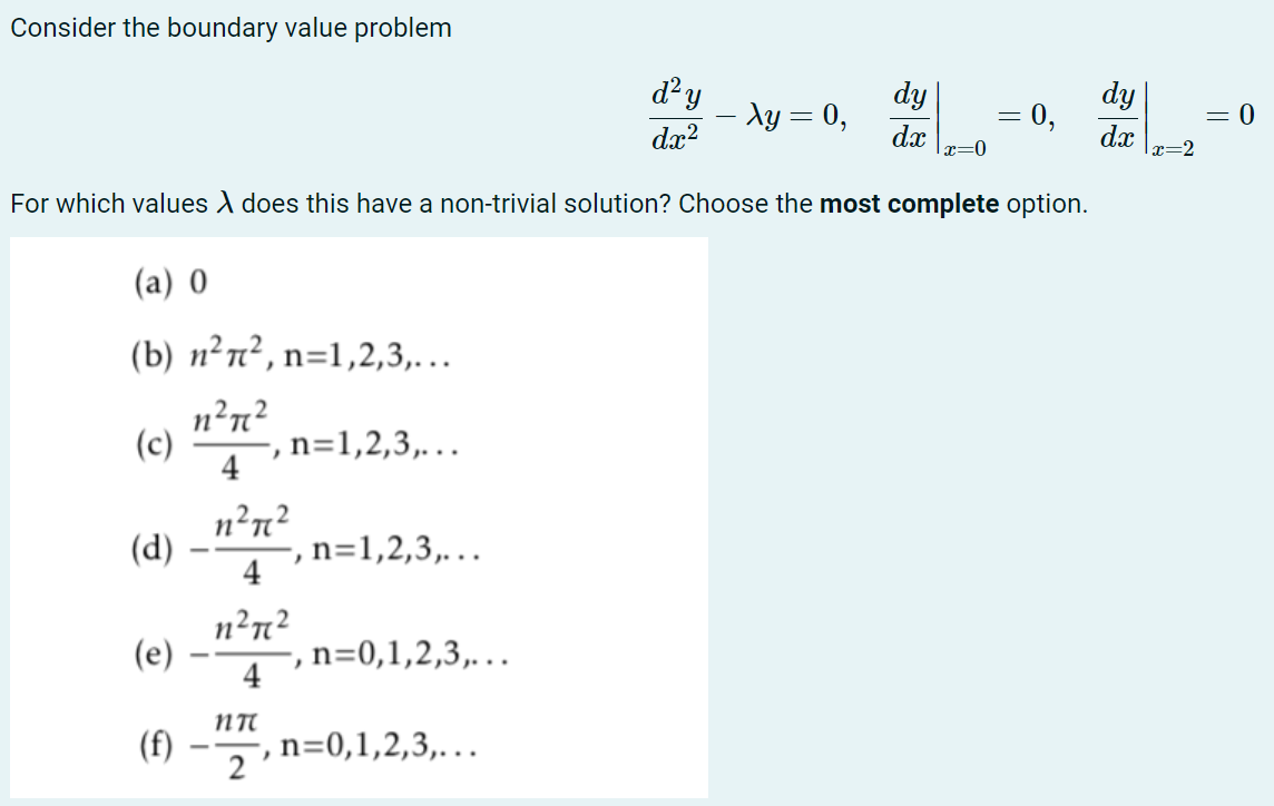 Solved Consider the boundary value problem \\[ \\frac{d^{2} | Chegg.com