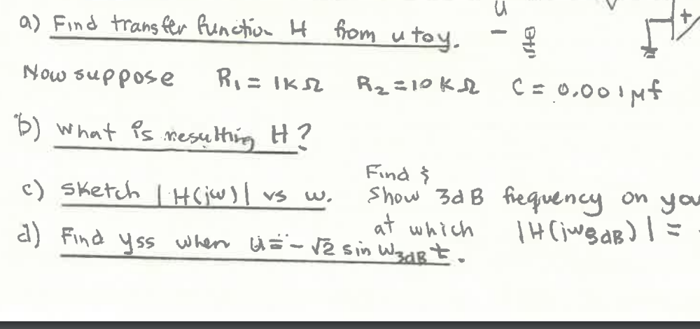 (b)-(d), use R1=1kΩR2=10kΩ…,a) Find transfer function | Chegg.com