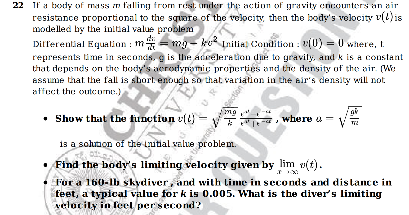 If a body of mass m falling from rest under the | Chegg.com