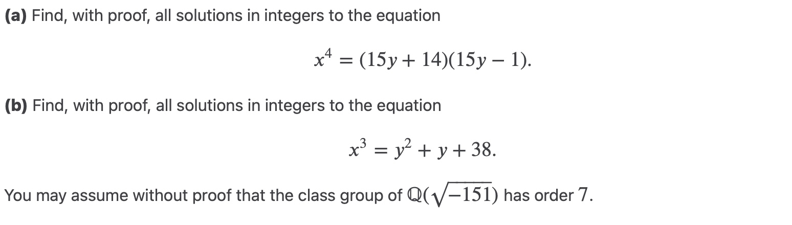 Solved (a) Find, with proof, all solutions in integers to | Chegg.com