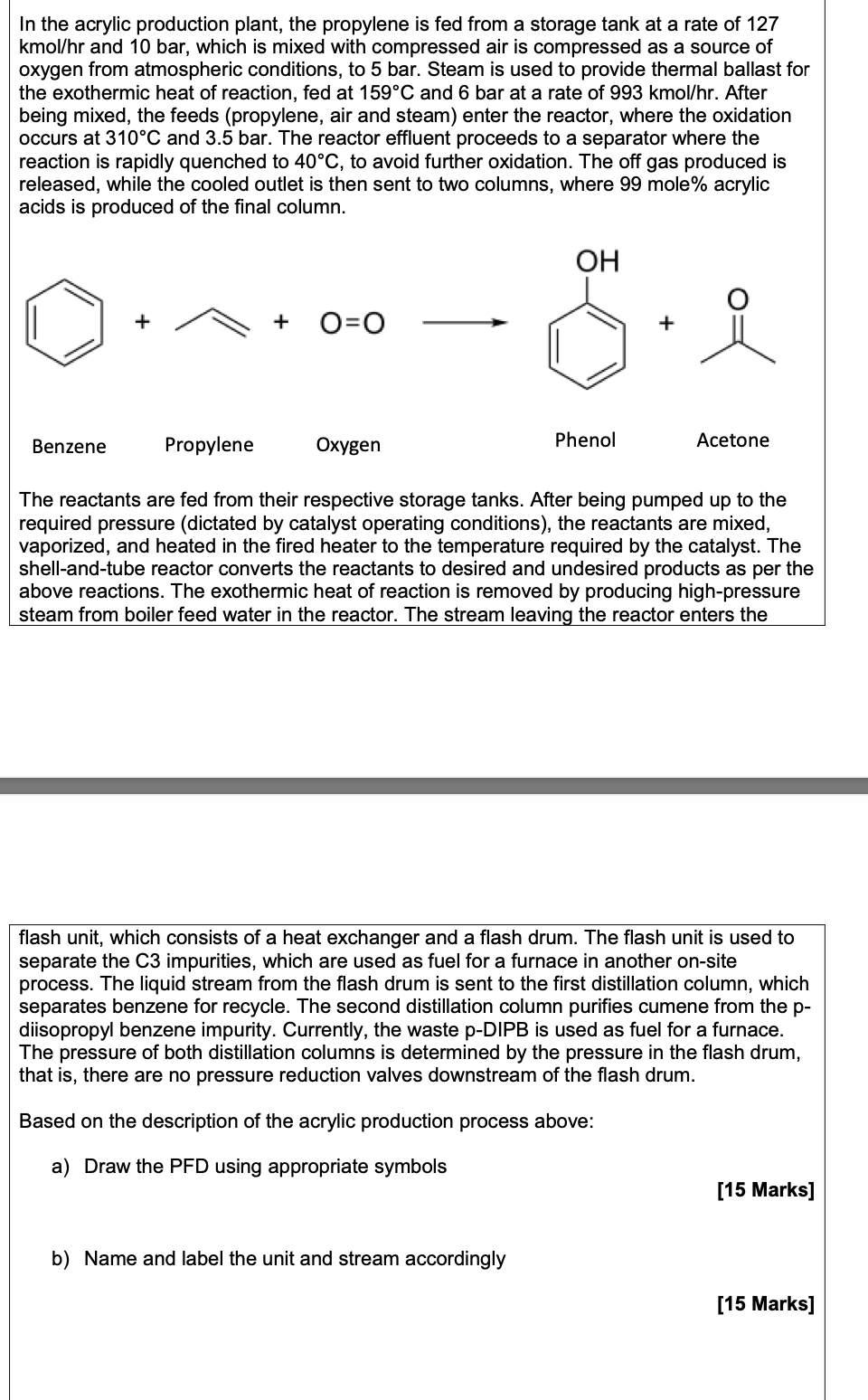 Solved In the acrylic production plant, the propylene is fed | Chegg.com