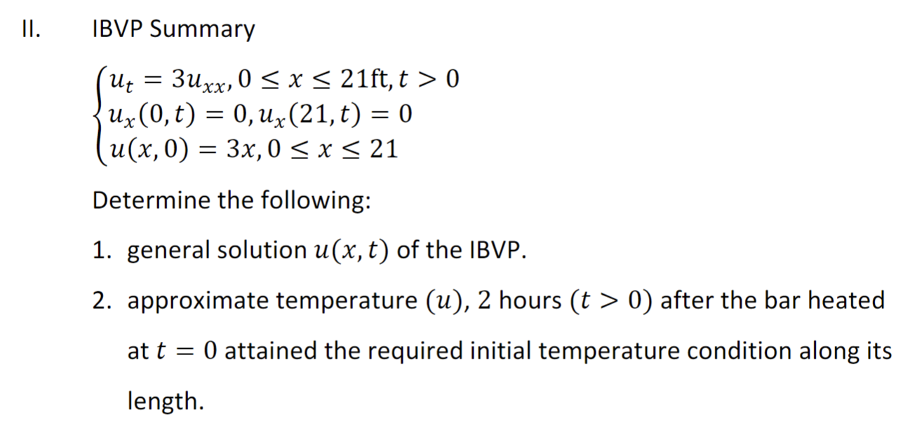 Solved II. ﻿IBVP | Chegg.com