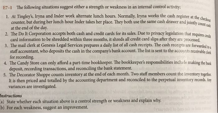 Solved The following situations suggest either a strength or | Chegg.com