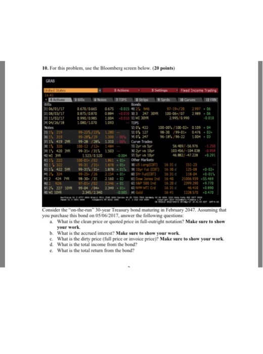 For this problem, use the Bloomberg screen below. | Chegg.com