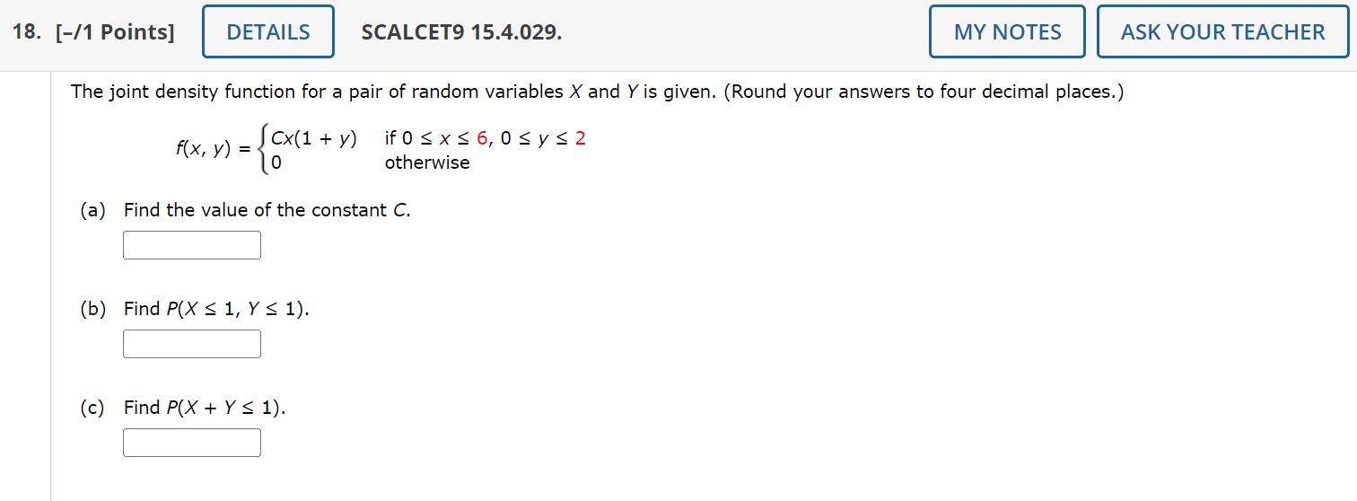 Solved The joint density function for a pair of random | Chegg.com