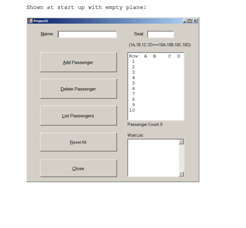Solved Using Visual Basic: Write a reservation system for | Chegg.com