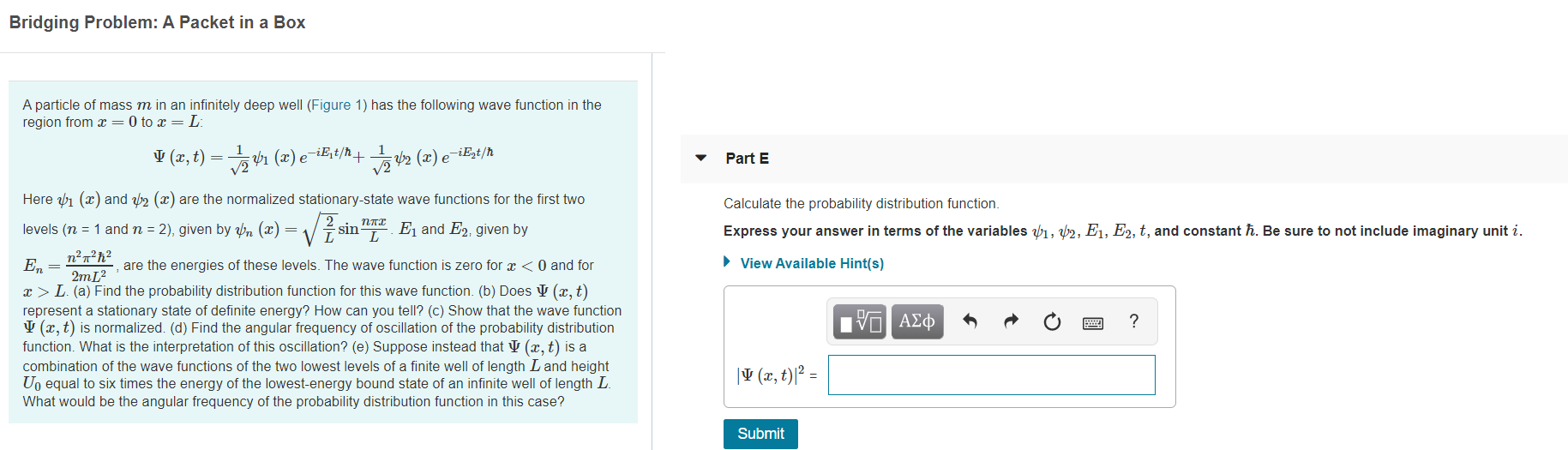 Solved Bridging Problem: A Packet in a Box A particle of | Chegg.com