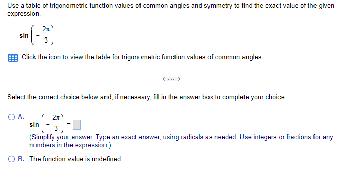 Solved Use a table of trigonometric function values of | Chegg.com