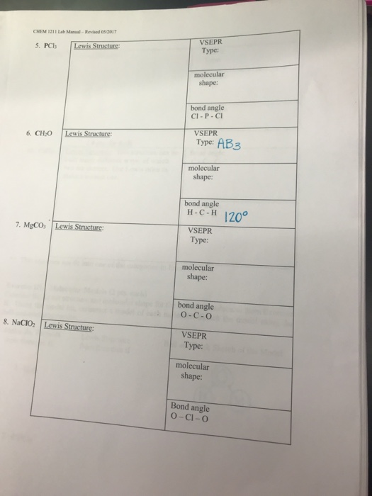 Solved CHEM 1211 Lab Manual Revised 052017 VSEPR Type: S. PC | Chegg.com Solved CHEM 1211 Lab Manual Revised 052017 VSEPR Type: S. PC | Chegg.com