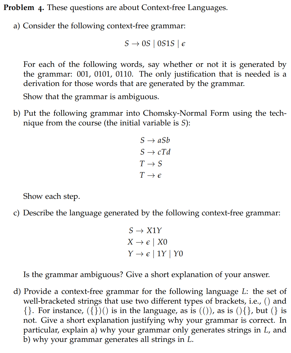 Solved Problem 4. These questions are about Context-free | Chegg.com