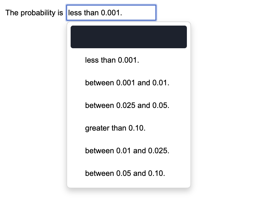Solved The probability is less than 0.001 between 0.001 and | Chegg.com