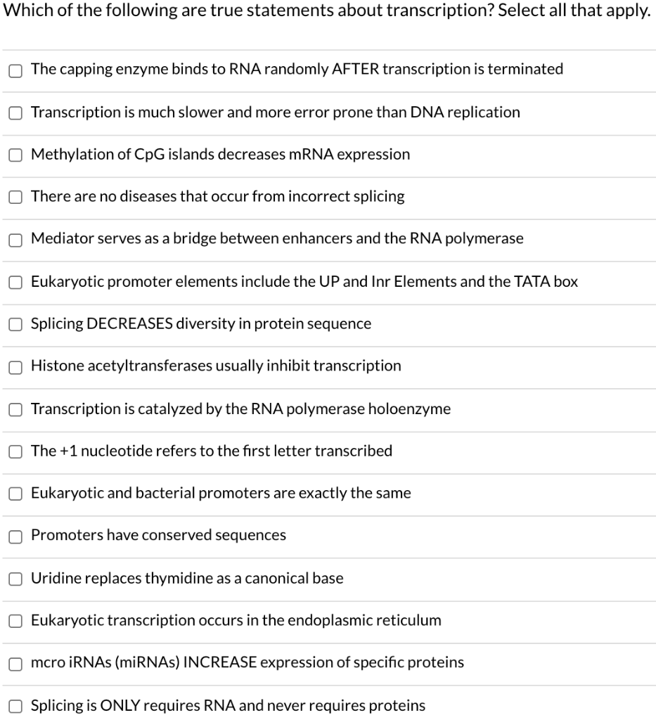 Solved Which of the following are RNA modifications that | Chegg.com