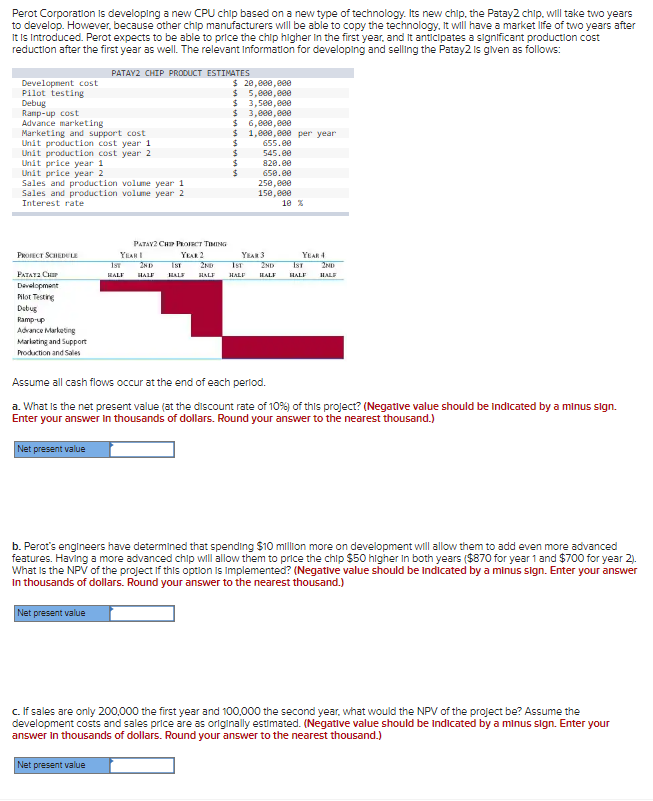 Solved Perot Corporation is developing a new CPU chip based | Chegg.com