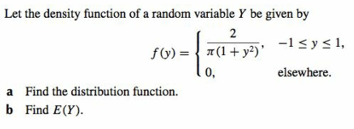 Solved Let the density function of a random variable Y be | Chegg.com
