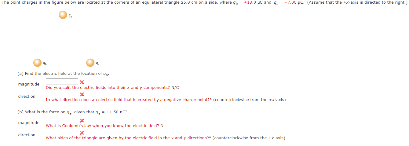 Solved qa qb qc (a) Find the electric field at the location | Chegg.com