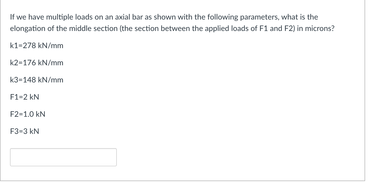 Solved If we have multiple loads on an axial bar as shown | Chegg.com