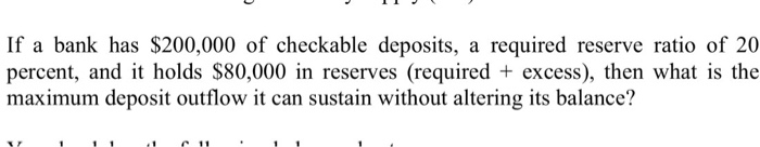 Solved If a bank has $200,000 of checkable deposits, a | Chegg.com