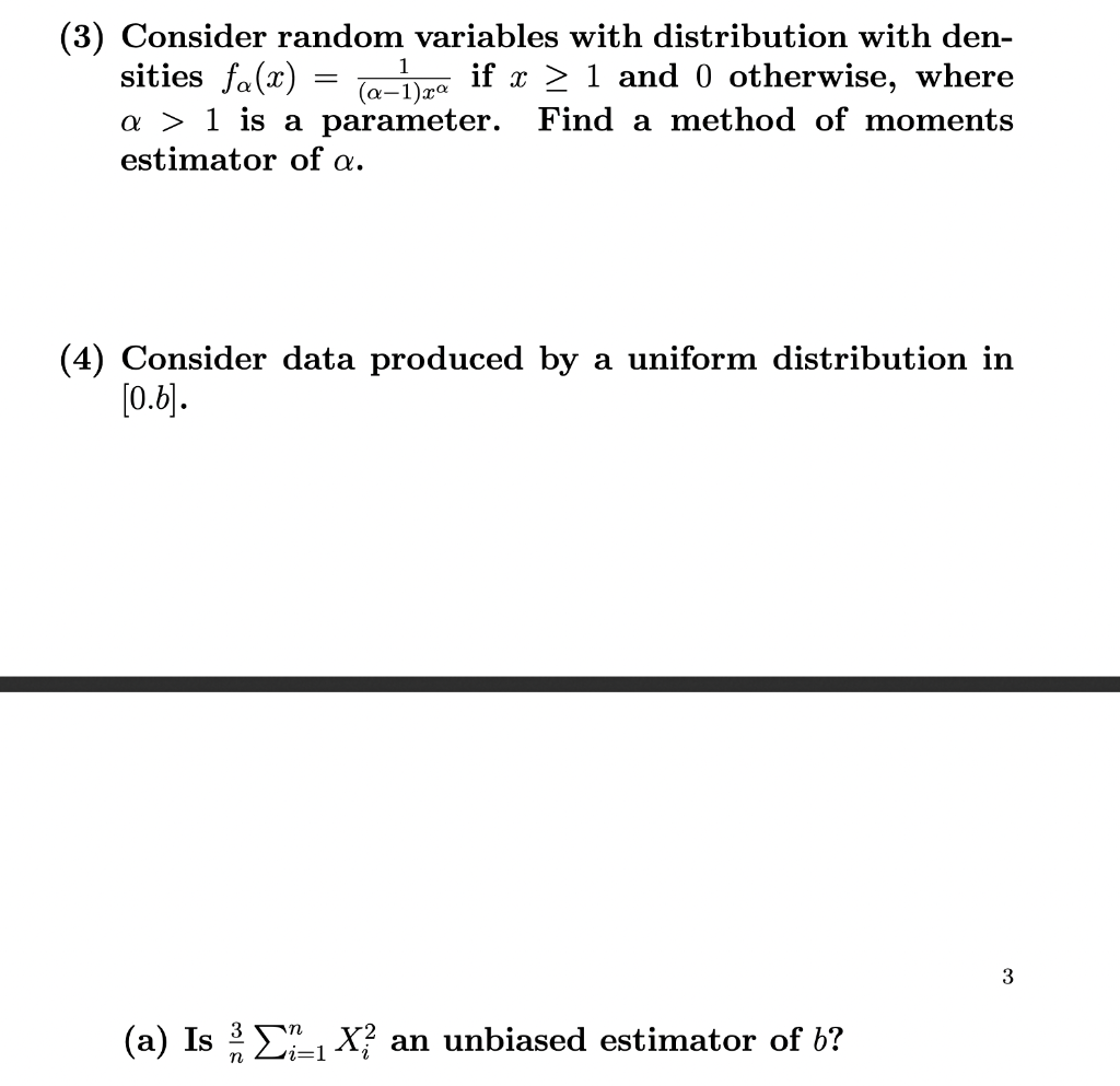 Solved = (3) Consider random variables with distribution | Chegg.com