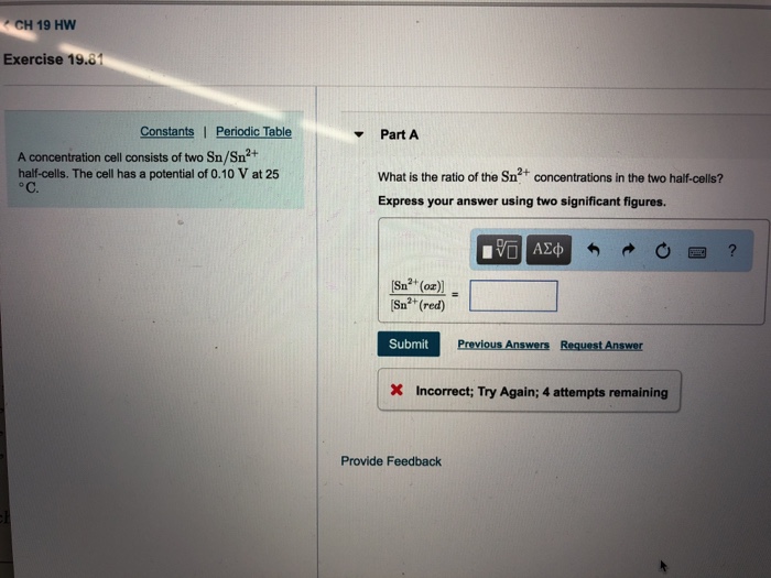 Solved CH 19 HW Exercise 19.81 Constants I Periodic Table | Chegg.com
