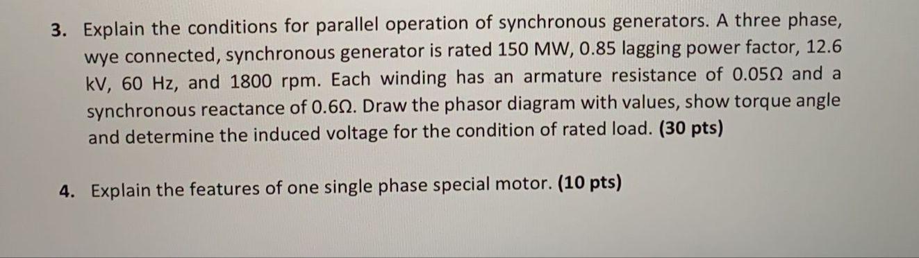 Solved 3. Explain the conditions for parallel operation of | Chegg.com
