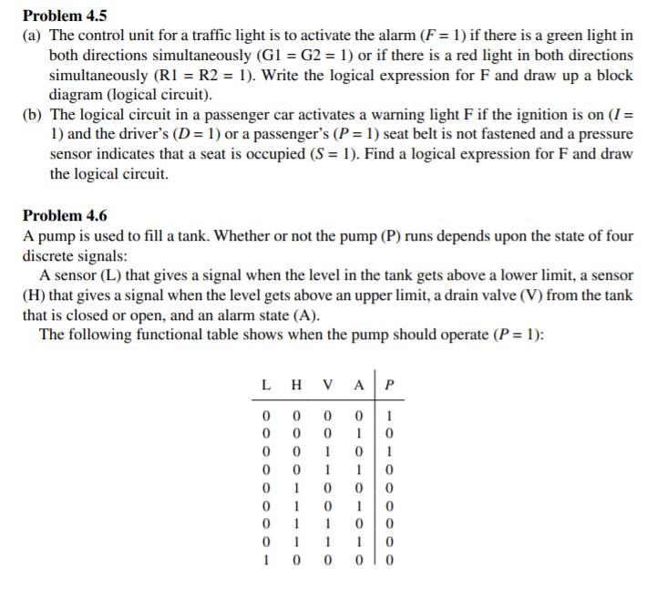 Solved Problem 4.5 (a) The control unit for a traffic light | Chegg.com