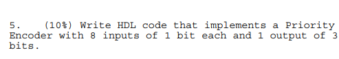 Solved 5. (10%) Write HDL code that implements a Priority | Chegg.com