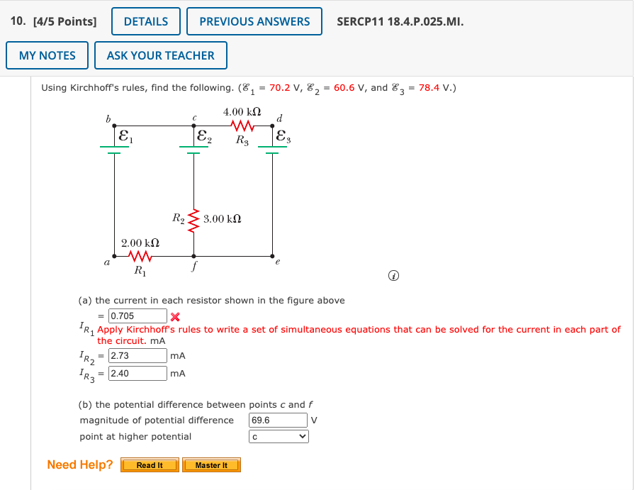 Solved Using Kirchhoff's rules, find the following. (ℰ1 = | Chegg.com