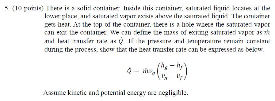 Solved 5. (10 points) There is a solid container. Inside | Chegg.com