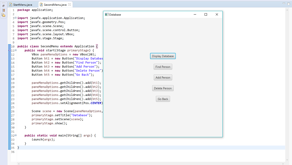 Solved D StartMenu.javaSecondMenu.java 1 package | Chegg.com