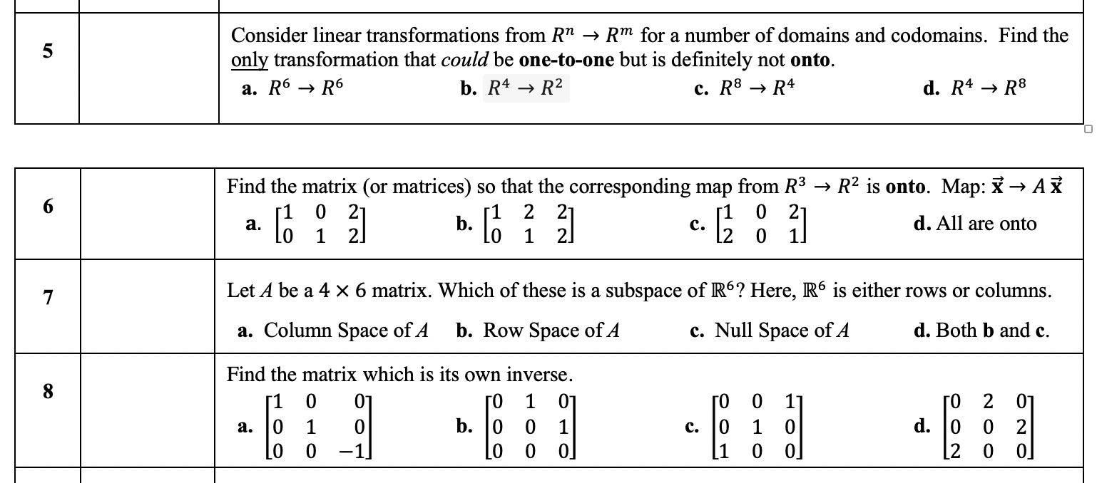 Solved Consider linear transformations from RM → RM for a | Chegg.com
