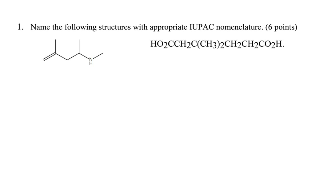 Solved 1. Name the following structures with appropriate | Chegg.com