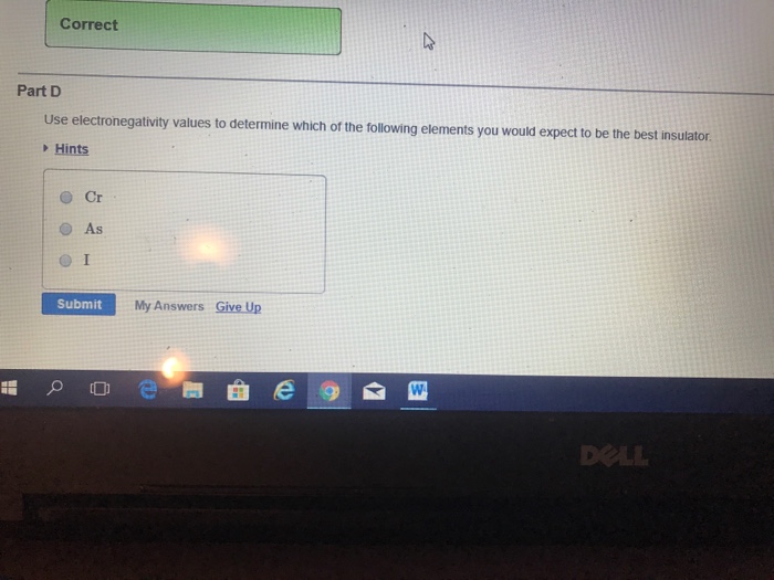 Solved Correct Part D Use electronegativity values to | Chegg.com
