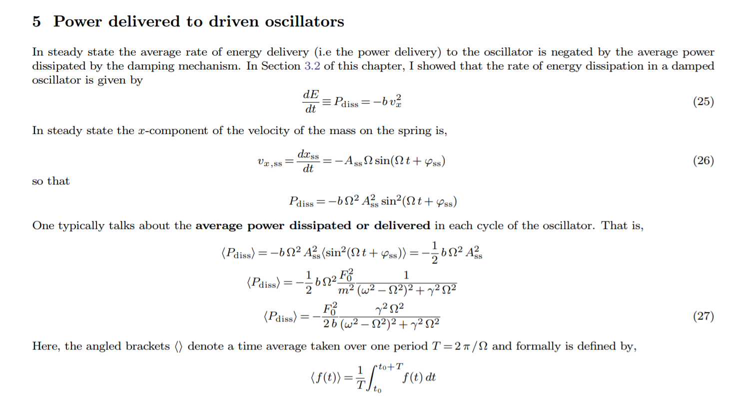 Solved 5 Power delivered to driven oscillators In steady | Chegg.com