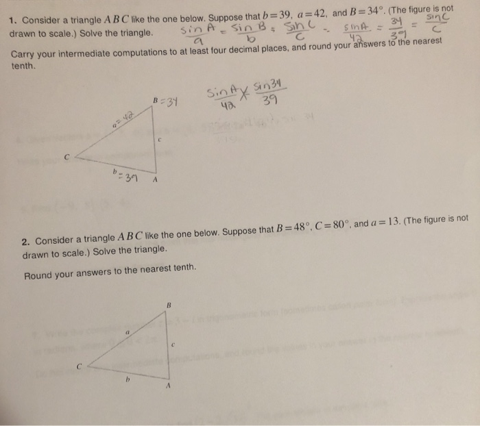 Solved Consider a triangle A B C like the one below. Suppose | Chegg.com