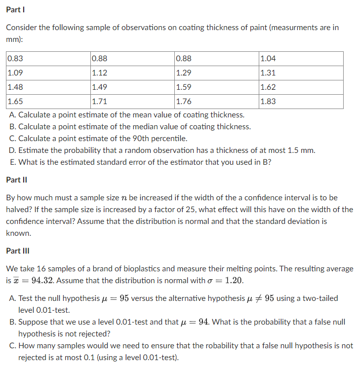 Solved Consider the following sample of observations on | Chegg.com