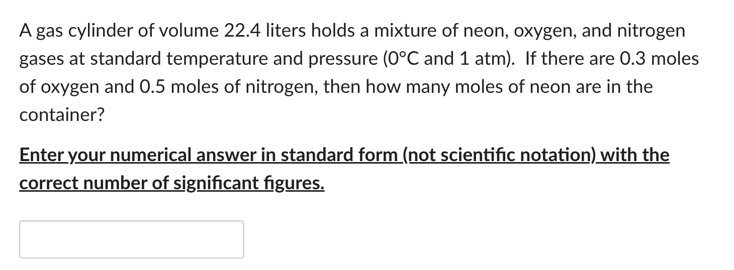 Solved A gas cylinder of volume 22.4 liters holds a mixture | Chegg.com