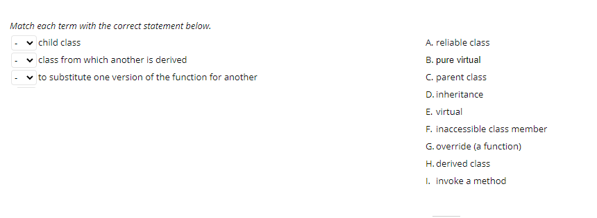 Solved Match each term with the correct statement below. v | Chegg.com