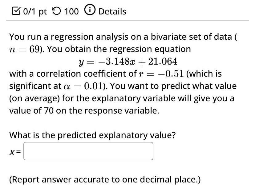Solved You run a regression analysis on a bivariate set of | Chegg.com