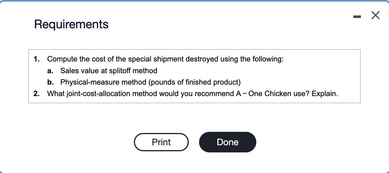 Solved Requirements 1. Compute the cost of the special | Chegg.com Solved Requirements 1. Compute the cost of the special | Chegg.com