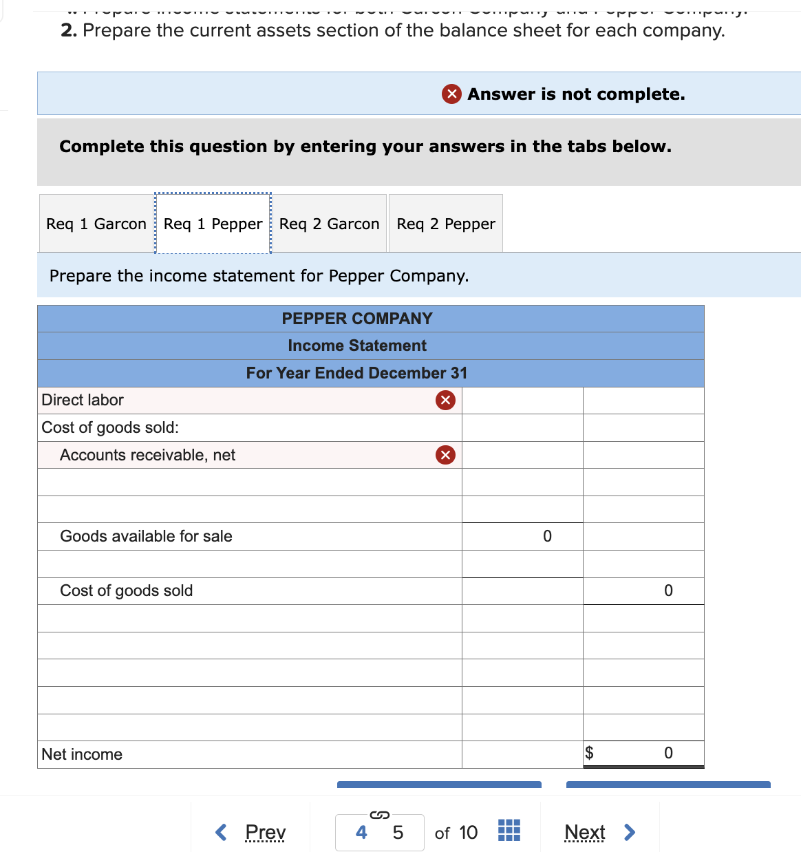 Solved 1. Prepare income statements for both Garcon Company | Chegg.com