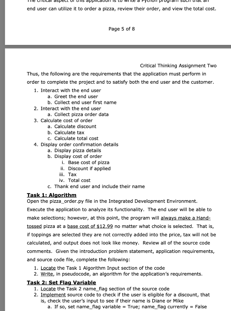 Solved PYTHON # This program allows the end user to order a | Chegg.com