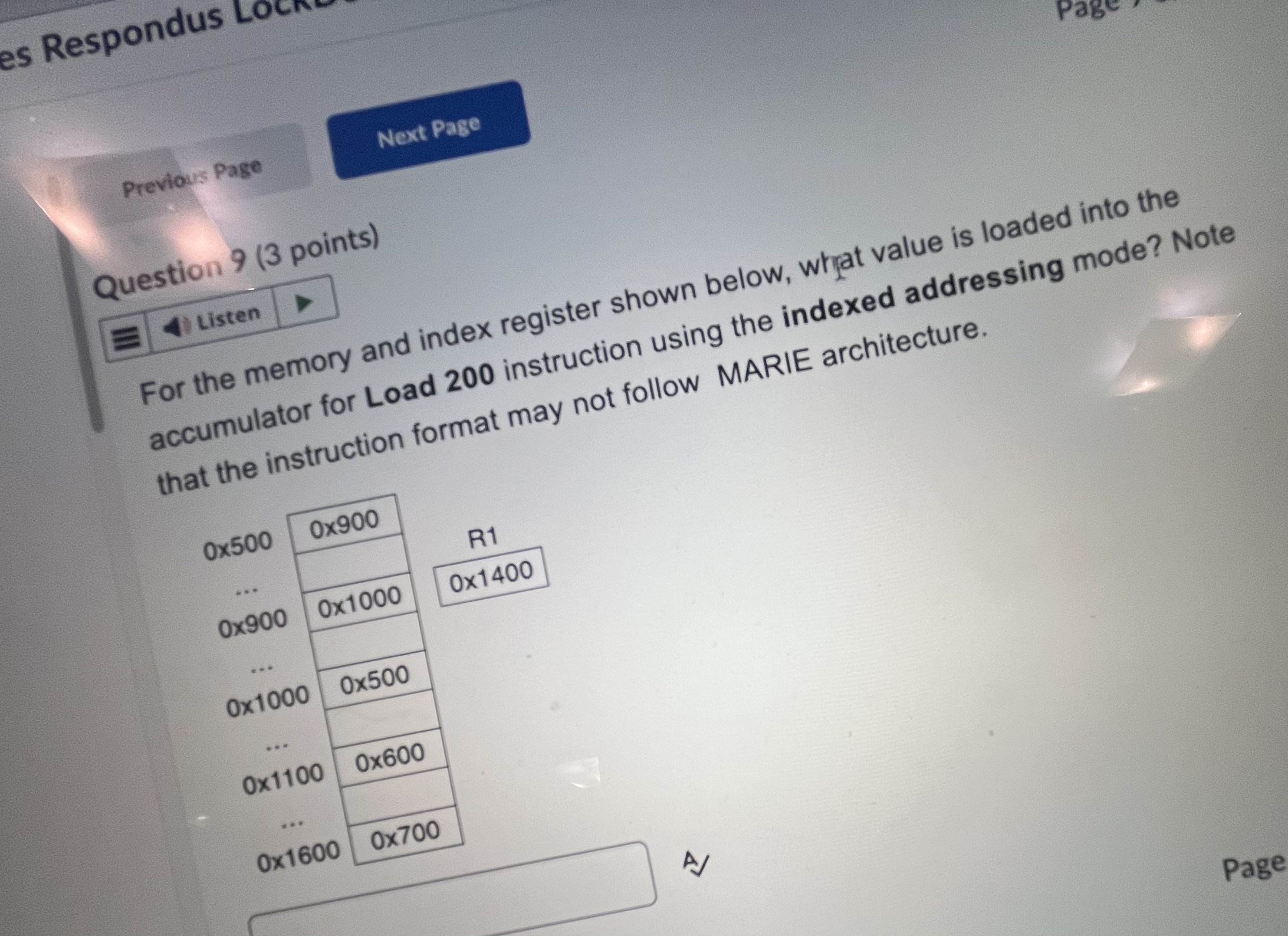 Solved Question 9 (3 points) Listen For the memory and index | Chegg.com
