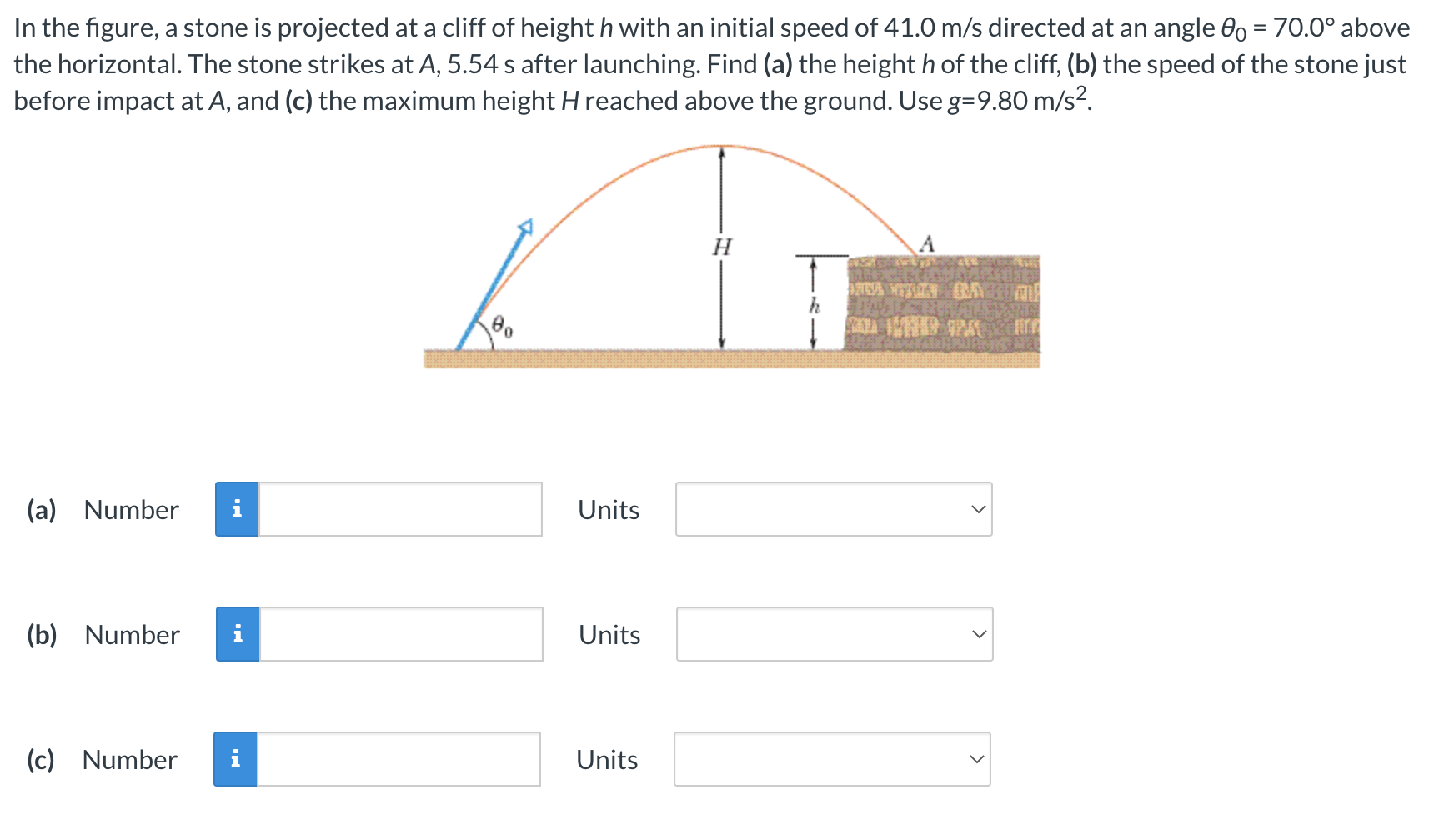 Solved In the figure, a stone is projected at a cliff of | Chegg.com