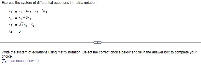 Solved Write the system of equations using matrix notation. | Chegg.com