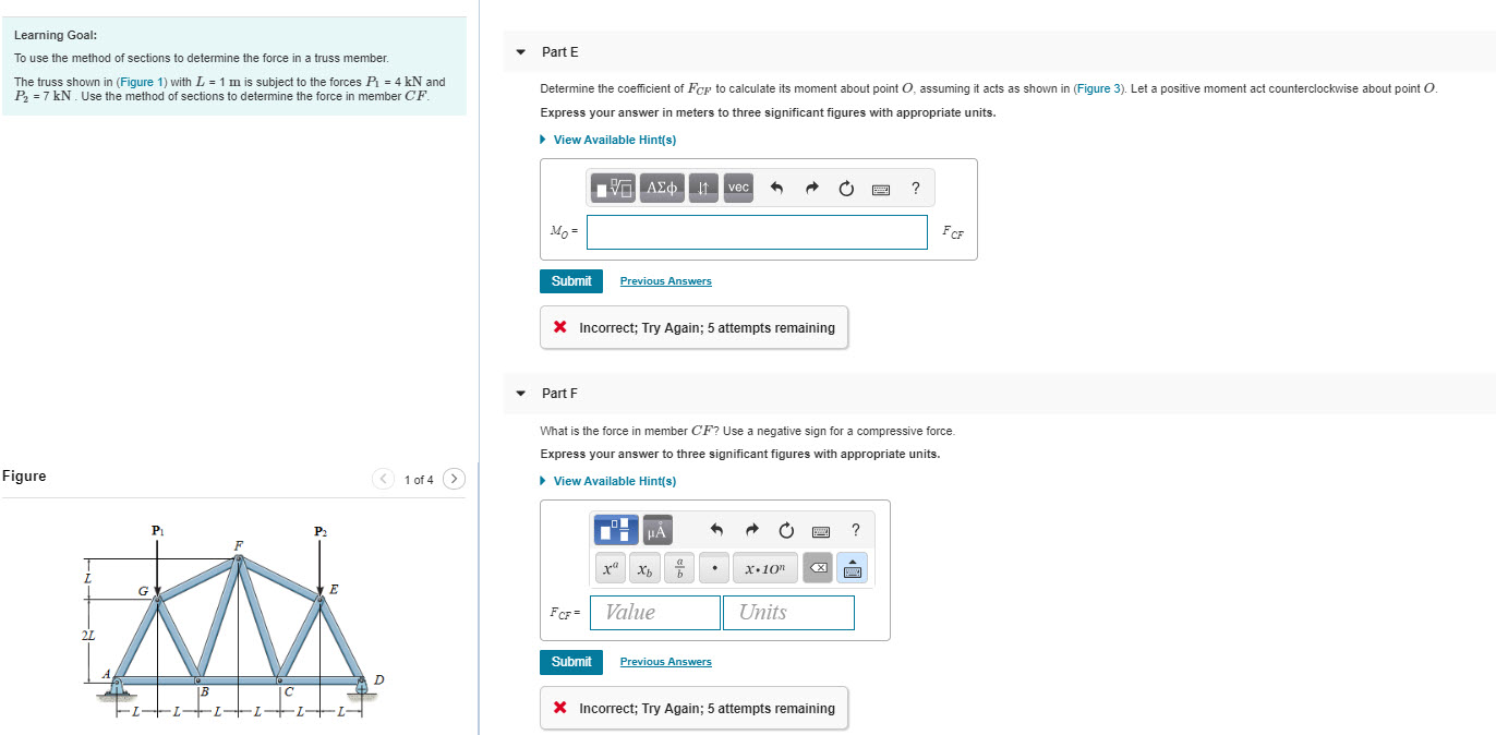 Solved Part E Learning Goal: To use the method of sections | Chegg.com