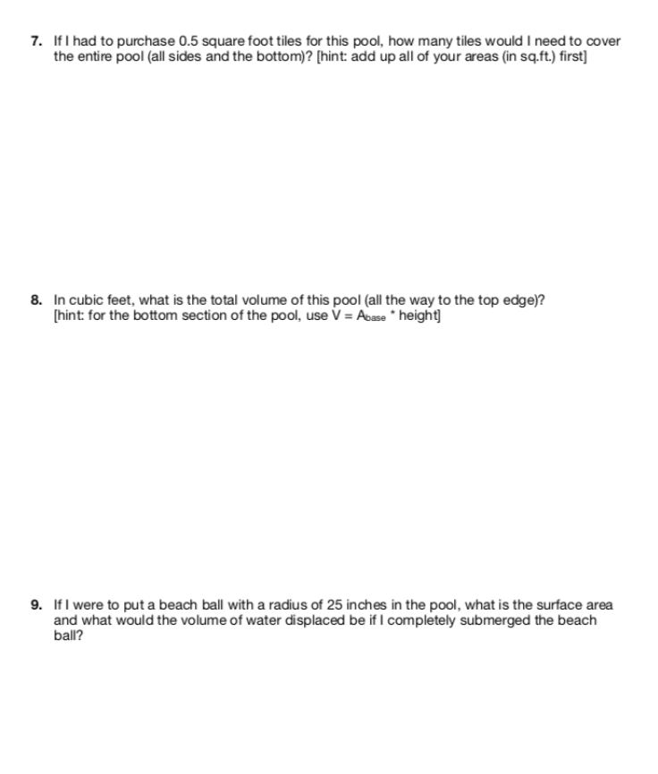 Solved स 7 The Swimming Pool Assignment The shallow end is | Chegg.com