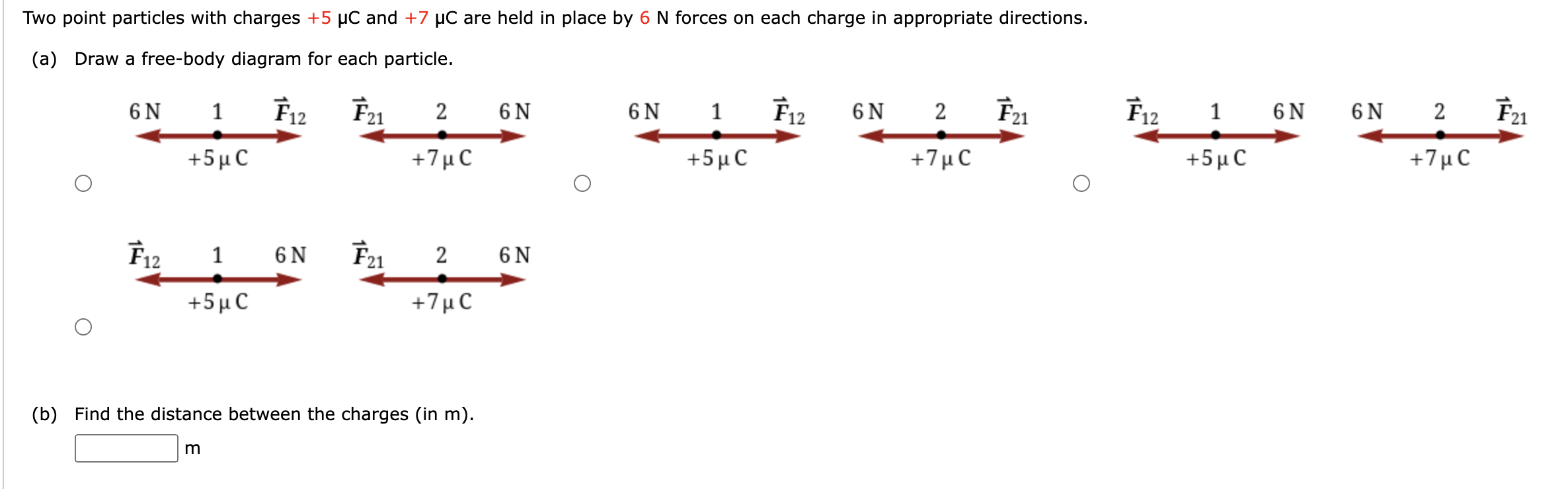 Solved Two point particles with charges +5μC and +7μC are | Chegg.com
