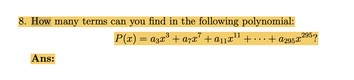 Solved 8. How many terms can you find in the following | Chegg.com